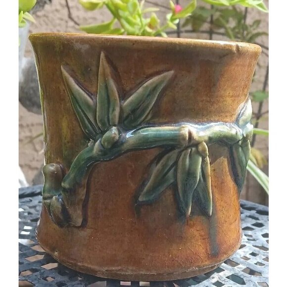 Unmarked | Accents | Vtg Hand Crafted Art Pottery Lucky Bamboo Planter ...